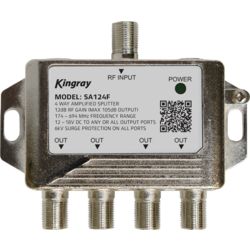 KINGRAY SA124FDP 4 WAY POWERED TV SIGNAL SPLITTER INCLUDES PSK06 POWER ...