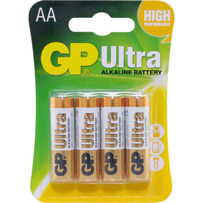 GP GP15AUC4 GP 1.5V ULTRA ALKALINE AA BATTERY CARD OF 4 - Radio Parts
