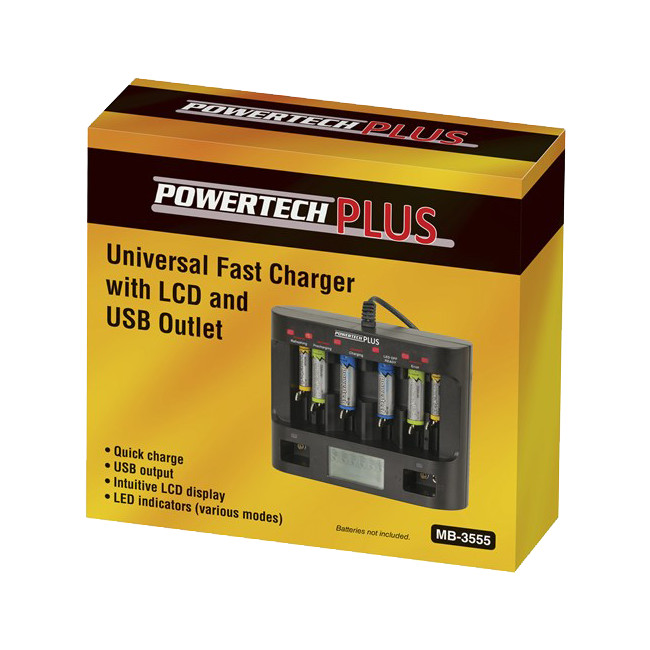 POWERTECH MB3555 UNIVERSAL BATTERY CHARGER WITH LCD DISPLAY - Radio Parts