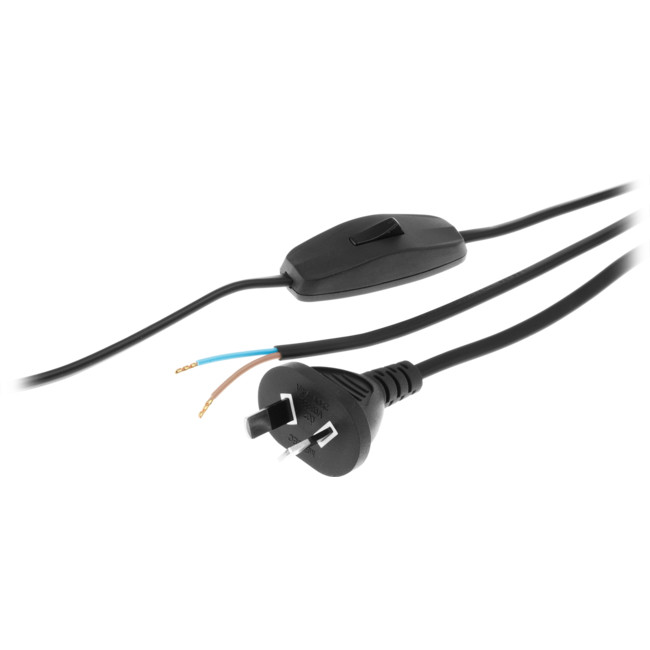 K3761-002 INLINE SWITCH POWER LEAD BLACK 3MT 2 CORE - Radio Parts