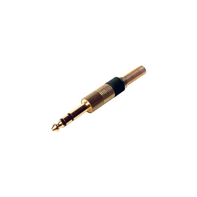 PD1452 6.3MM GOLD STEREO PHONO PLUG BLACK - SPRING PROTECTION - Radio Parts