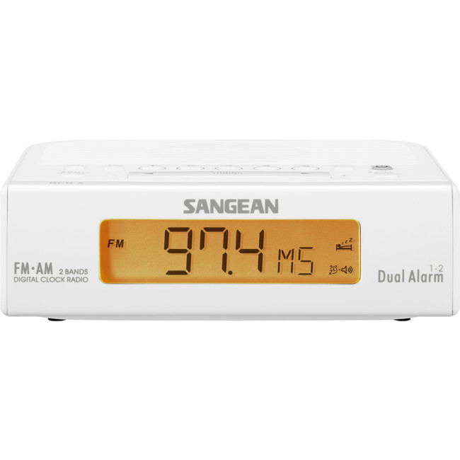 SANGEAN RCR5W BASIC AM / FM BEDSIDE CLOCK RADIO SANGEAN - WHITE - Radio ...