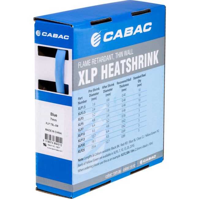 CABAC HS6.4BLU-5M 6.4MM X 5M HEAT SHRINK BOX BLUE - Radio Parts