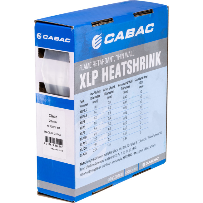 CABAC HS19.1CLR-5M 19.1MM X 5M HEAT SHRINK BOX CLEAR - Radio Parts